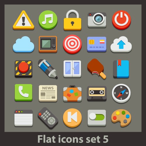 Flat round icon set 5-travel Royalty Free Vector Image