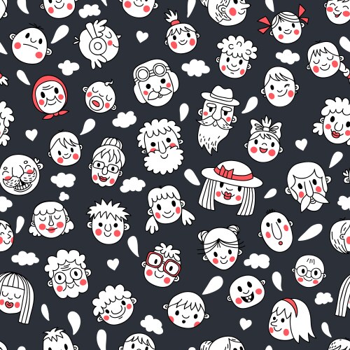 Funny cartoon faces seamless pattern Royalty Free Vector