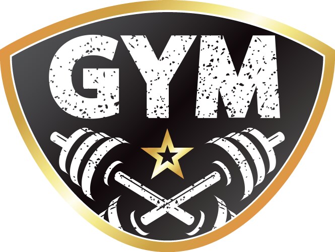 Arm with dumbbell gym club logo Royalty Free Vector Image