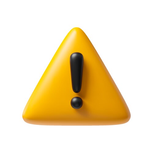 Realistic 3d yellow triangle exclamation mark icon