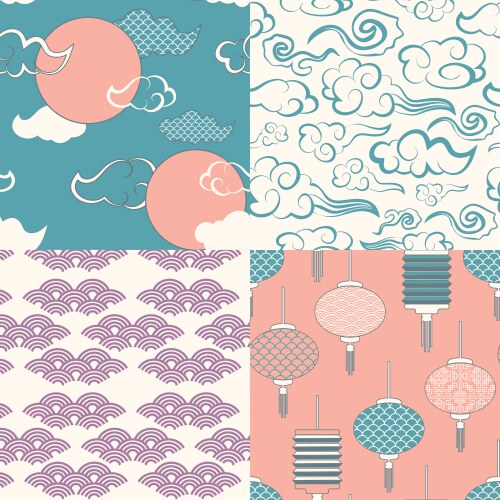 Chinese clouds smoke seamless pattern Royalty Free Vector