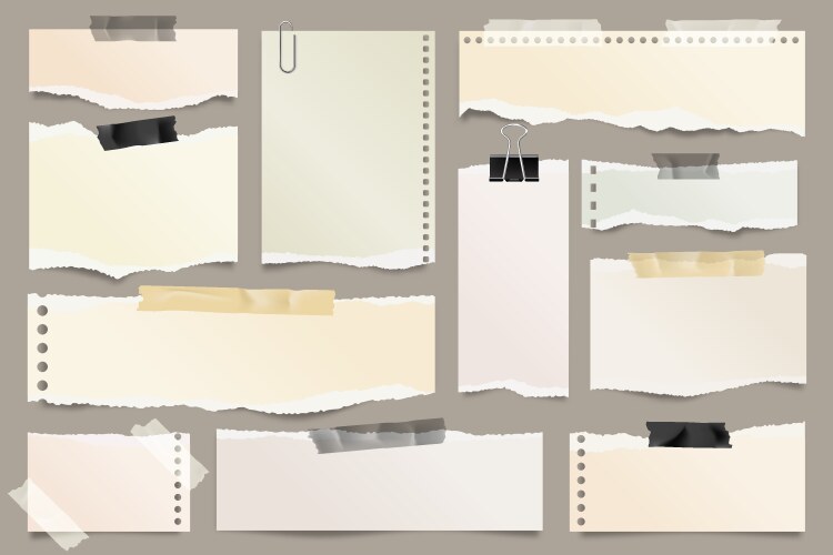 Colored ripped paper strips collection realistic Vector Image