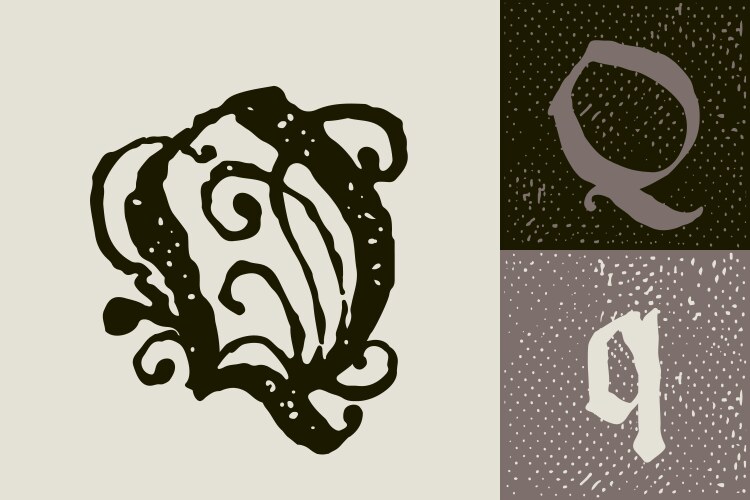 L letter drop cap logo illuminated initial Vector Image