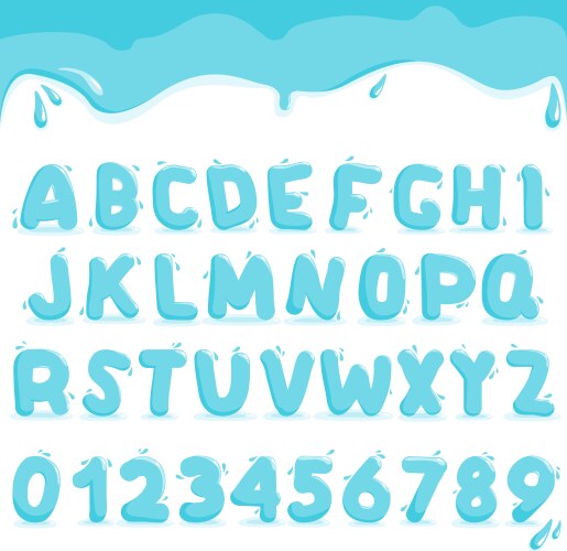 Cartoon water drops font Royalty Free Vector Image