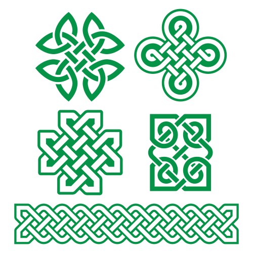 Irish celtic corners design set braided Royalty Free Vector