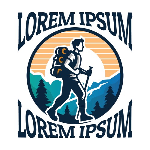 Hiking man alone logo people icon Royalty Free Vector Image