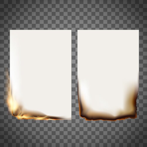 Burning paper png set isolated on transparent Vector Image