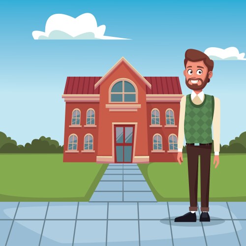 Cartoon school building education Royalty Free Vector Image