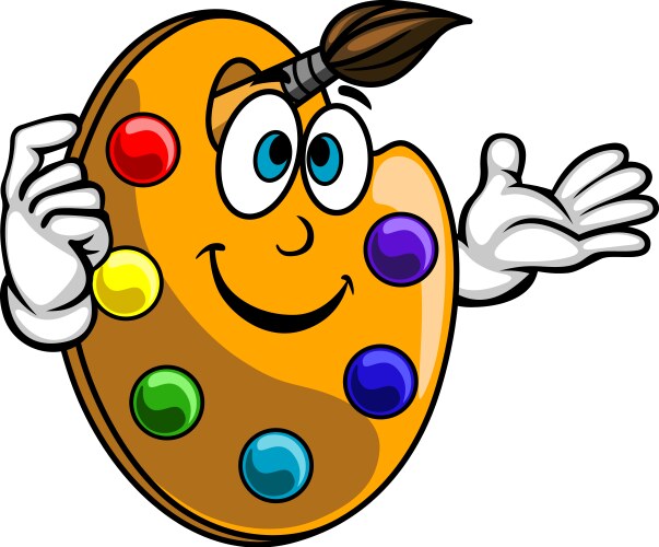 Artist palette with paints clip art cartoon Vector Image
