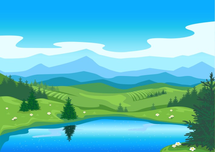 Spring landscape Royalty Free Vector Image - VectorStock