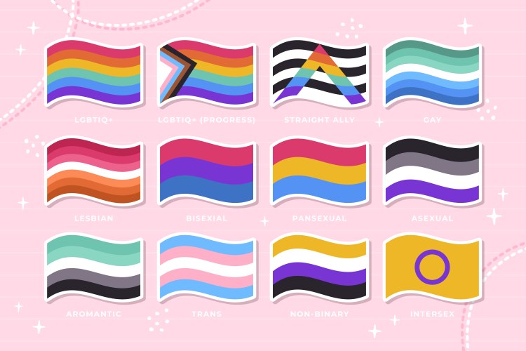 Flat pixel art pride month flags collection Vector Image