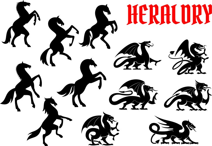 Set of heraldic animals Royalty Free Vector Image