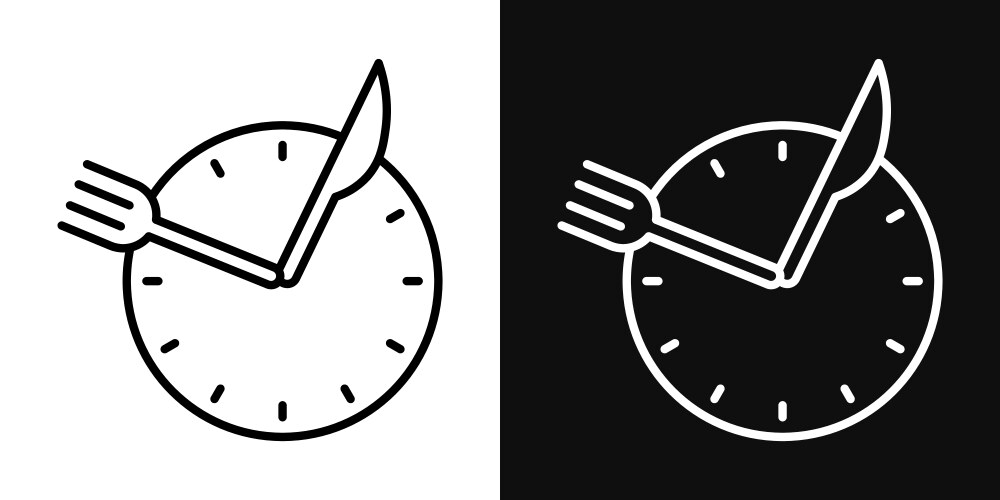 Lunch time icon set clock and meal symbol Vector Image