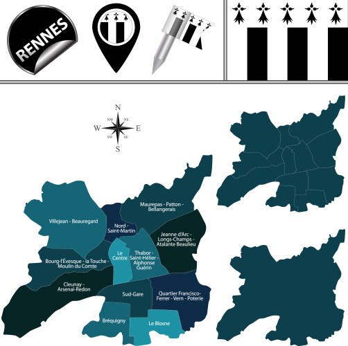 Rennes Map France Vector Images (58)