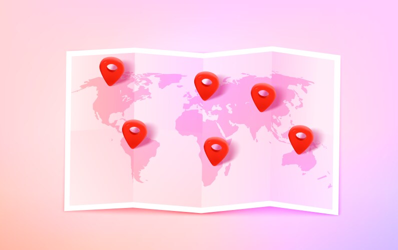 Abstract world map with pin points Royalty Free Vector Image