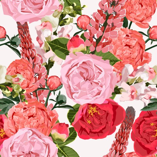 Summer seamless watercolor pattern with pink Vector Image