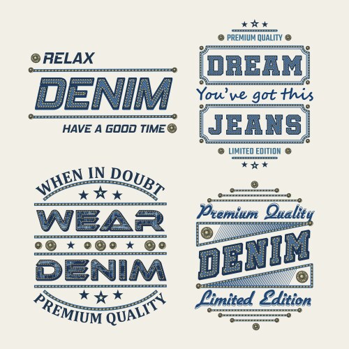Denim text label with typography Royalty Free Vector Image