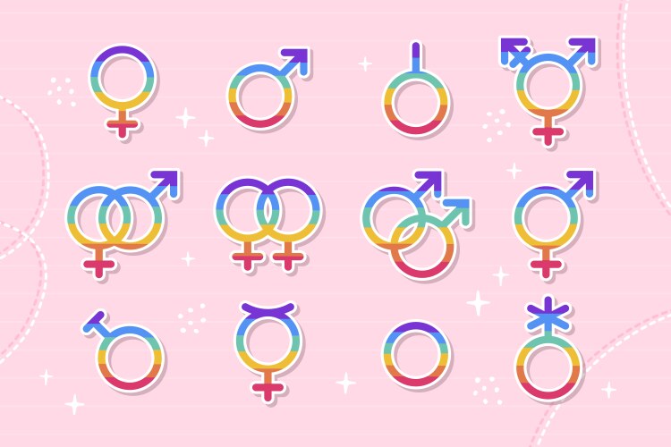 Flat pride month lgbt symbols collection Vector Image