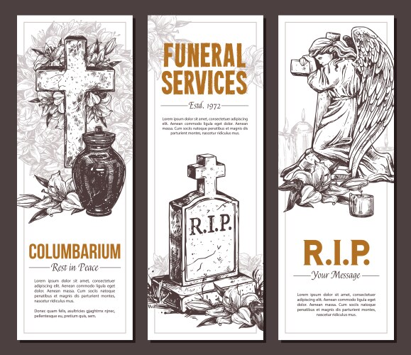 Funeral card with gothic medieval cross and roses Vector Image