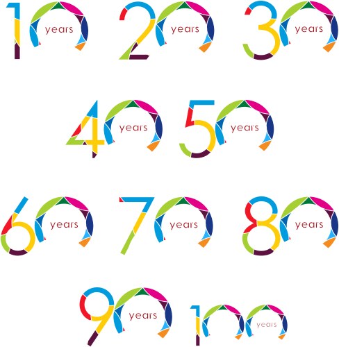 Year anniversary set template design Royalty Free Vector
