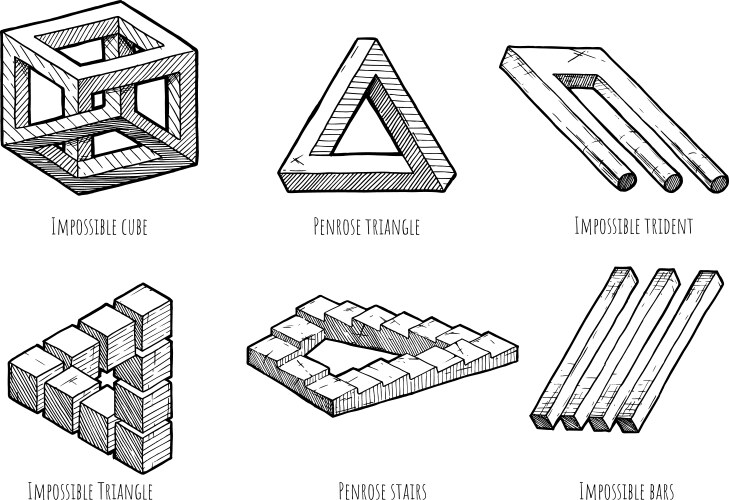 Impossible geometry shape optical illusion line Vector Image