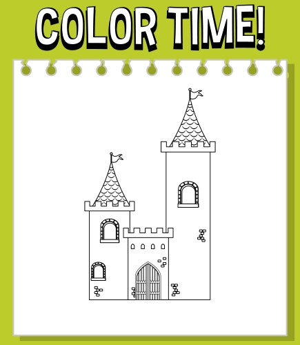Worksheets template with color time text Vector Image