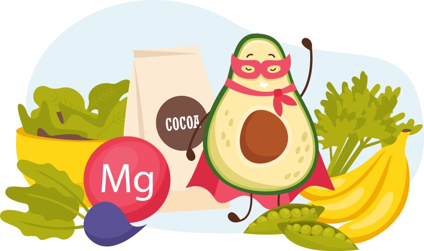 Superhero avocado super food cartoon Royalty Free Vector