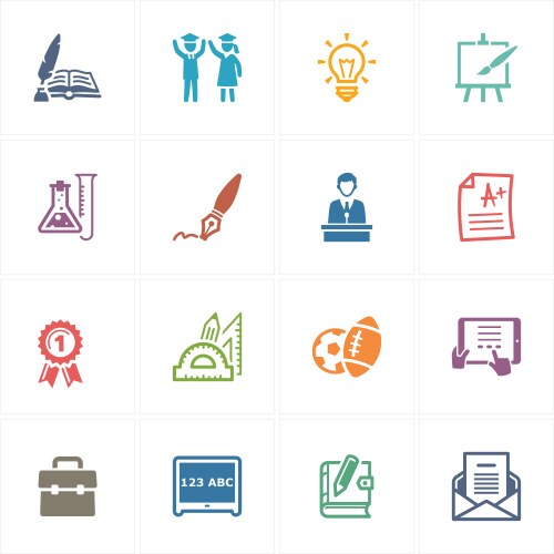 Set of flat education icons Royalty Free Vector Image