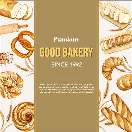 Bakery gift voucher template bread and bun Vector Image