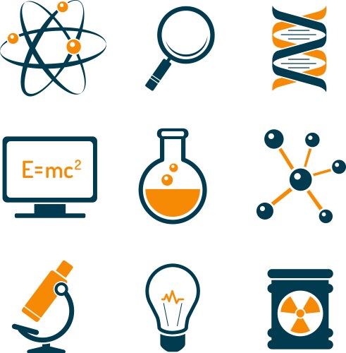 Laboratory symbols science and chemistry icons Vector Image