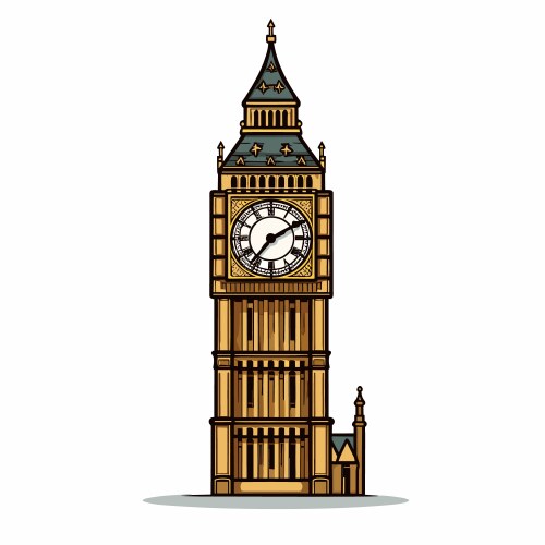 Big ben hand-drawn comic doodle style Royalty Free Vector