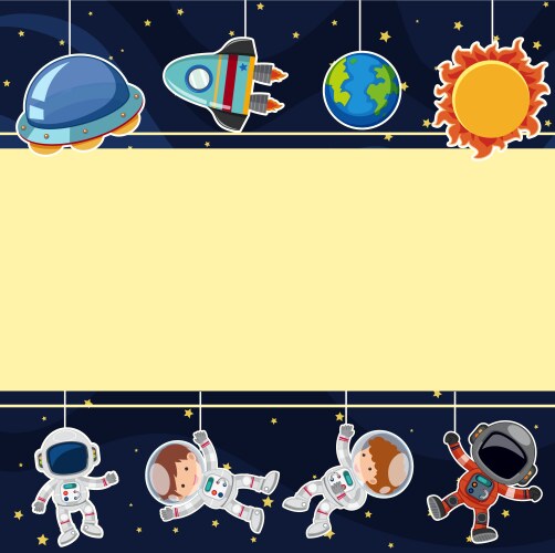 Border template with astronaut in space Royalty Free Vector