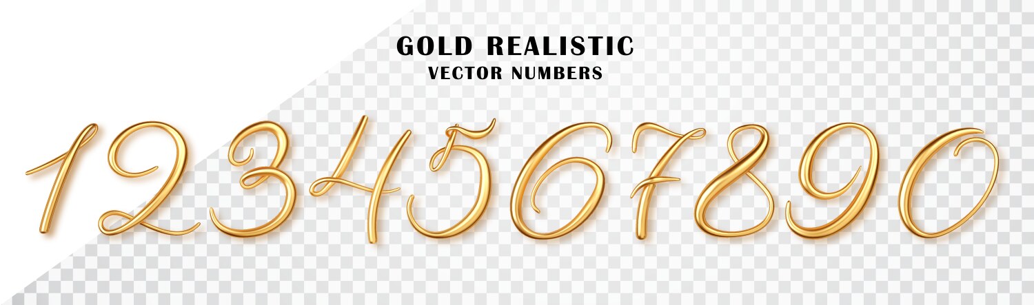3d numbers gold silver digits stylish beauty Vector Image