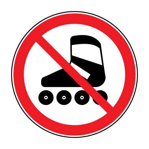 No roller skating prohibited sign inline Vector Image