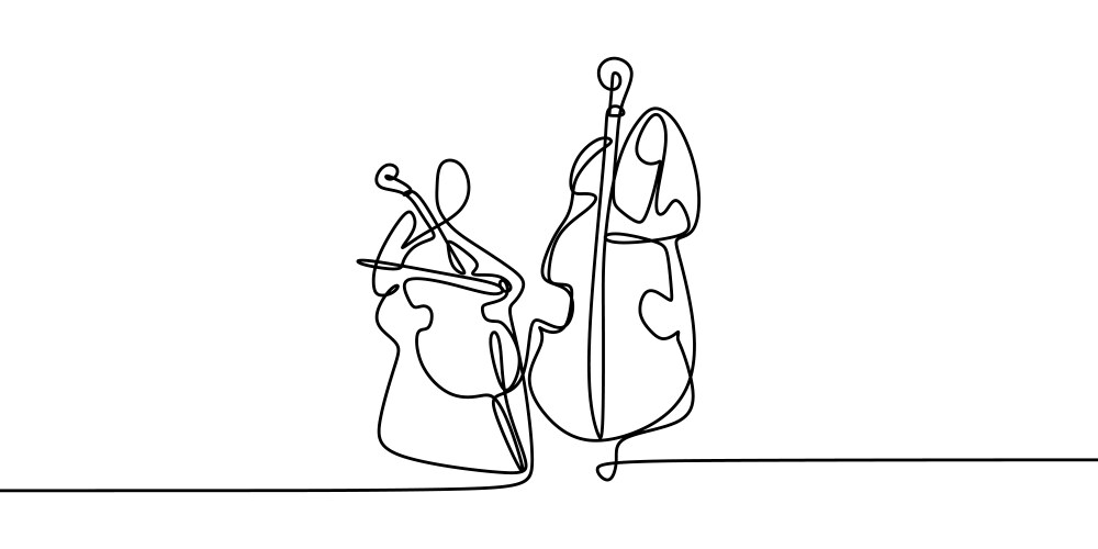 Violin one continuous line drawing music Vector Image