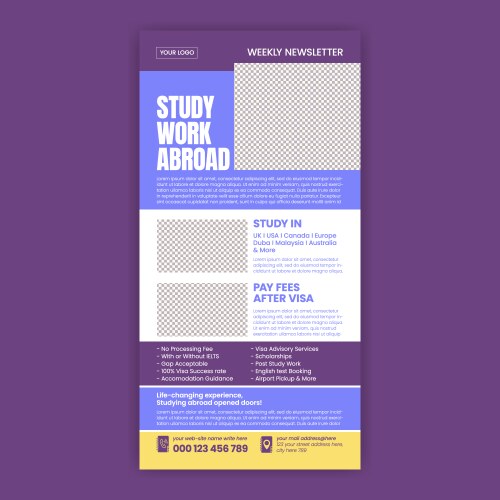 Education email newsletter template for study Vector Image
