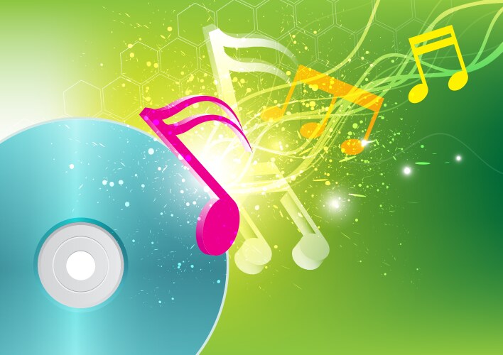 Music notes on abstract orange background Vector Image