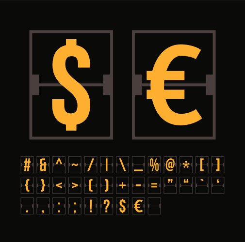 Scoreboard letters and symbols alphabet panel Vector Image