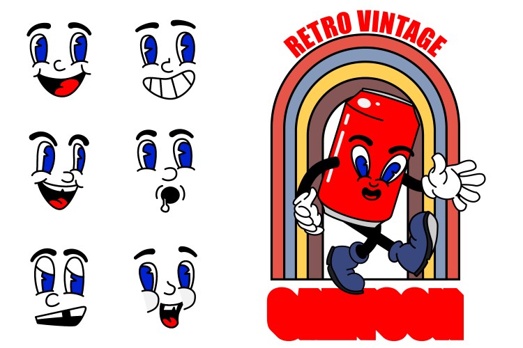 Retro vintage cartoon mascot oldiest Royalty Free Vector