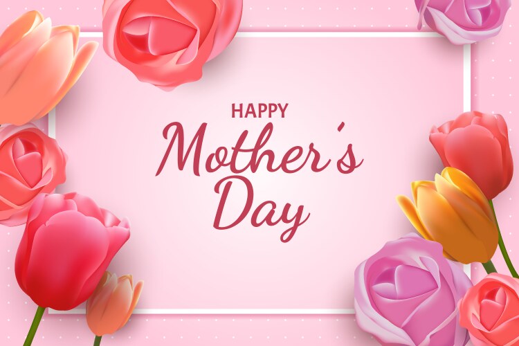 Happy mother day leaves and flowers background Vector Image