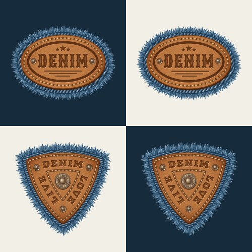 Denim labels graphic leather badge and textured Vector Image