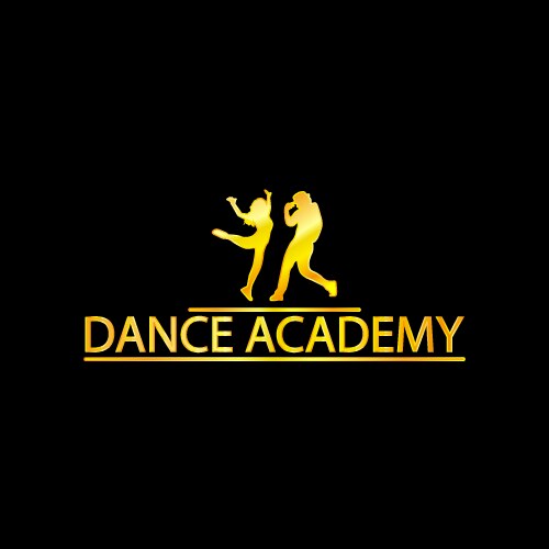 Luxury golden dance academy logo Royalty Free Vector Image