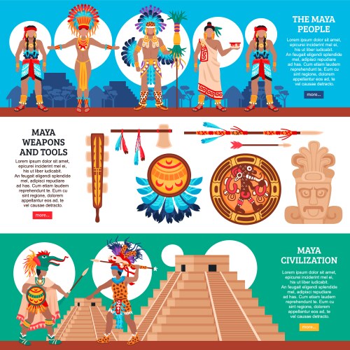 Set of icons for ancient maya culture Royalty Free Vector