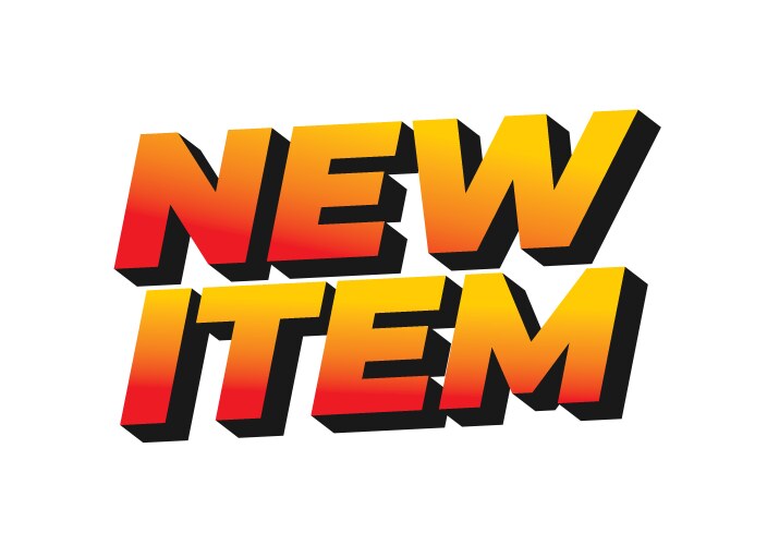 New item text effect in 3d style for print ad Vector Image