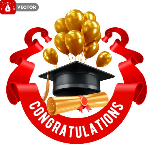 Congratulations graduates emblem design Royalty Free Vector