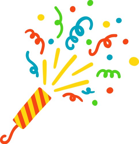 Birthday popper cone with confetti and ribbon Vector Image