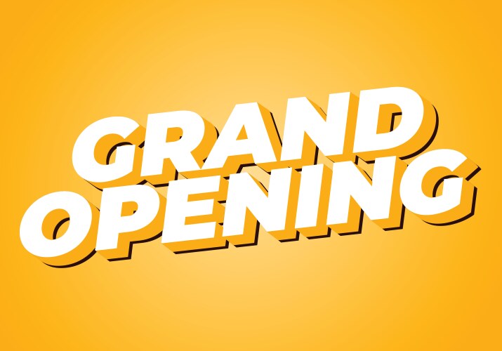 Grand opening text effect in modern colors Vector Image