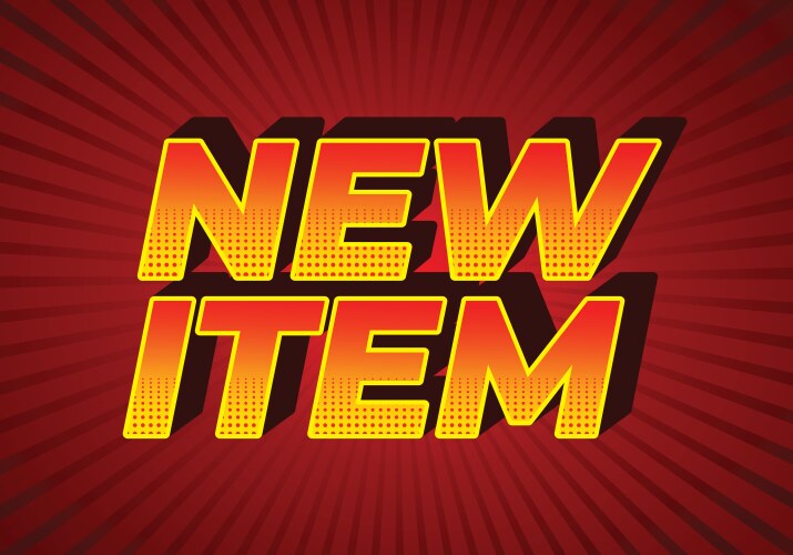 New item text effect in 3d style for print ad Vector Image