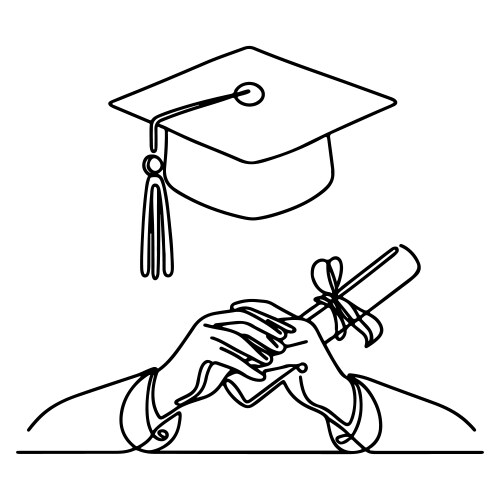 Outlined graduation hat concept graduate cap Vector Image