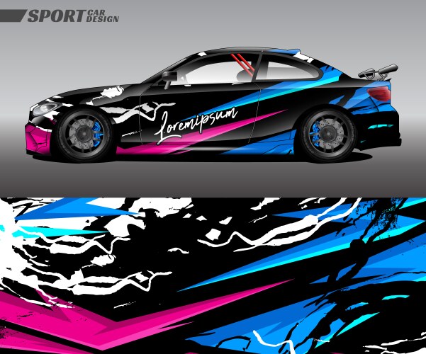 Car decal wrap design Royalty Free Vector Image